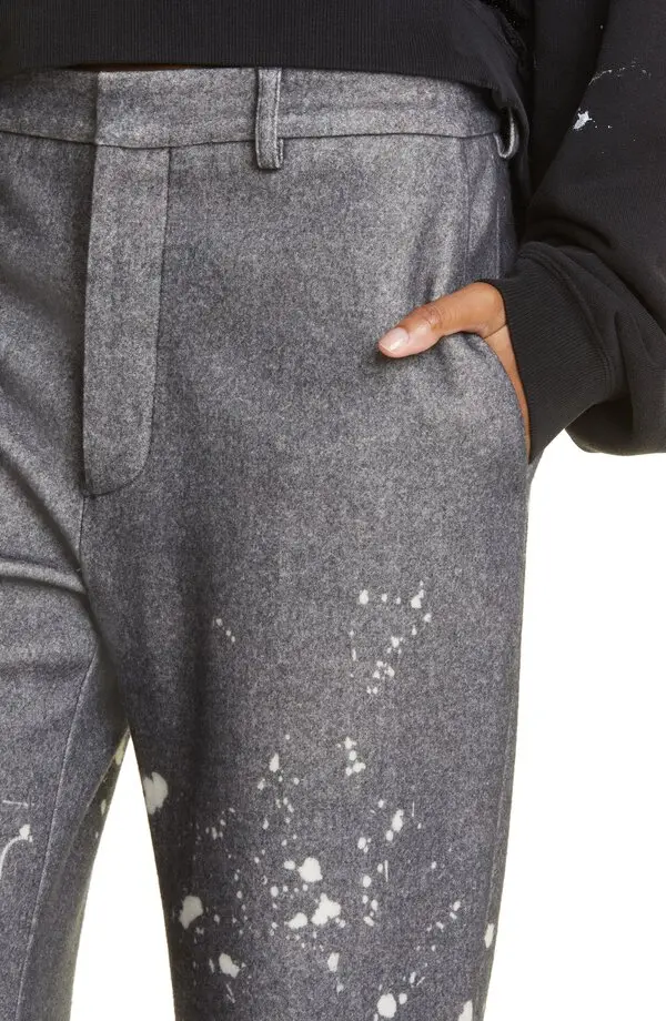 R13 Bleach Splatter Relaxed Virgin Wool Trousers In Paint Splatter